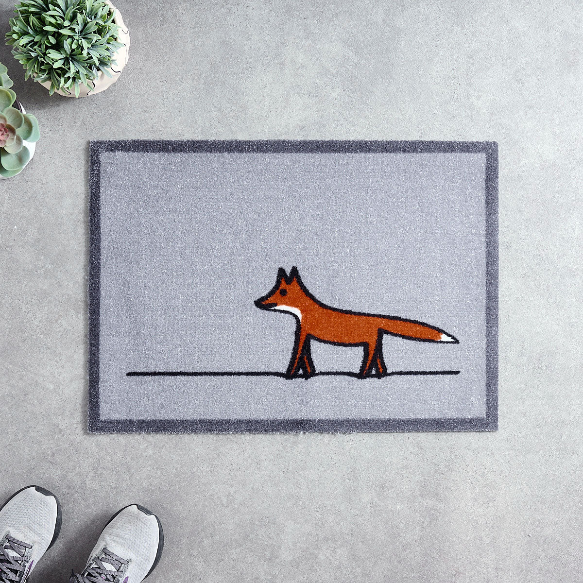 Fox Doormat Grey | Machine Washable Doormat | Jin Designs