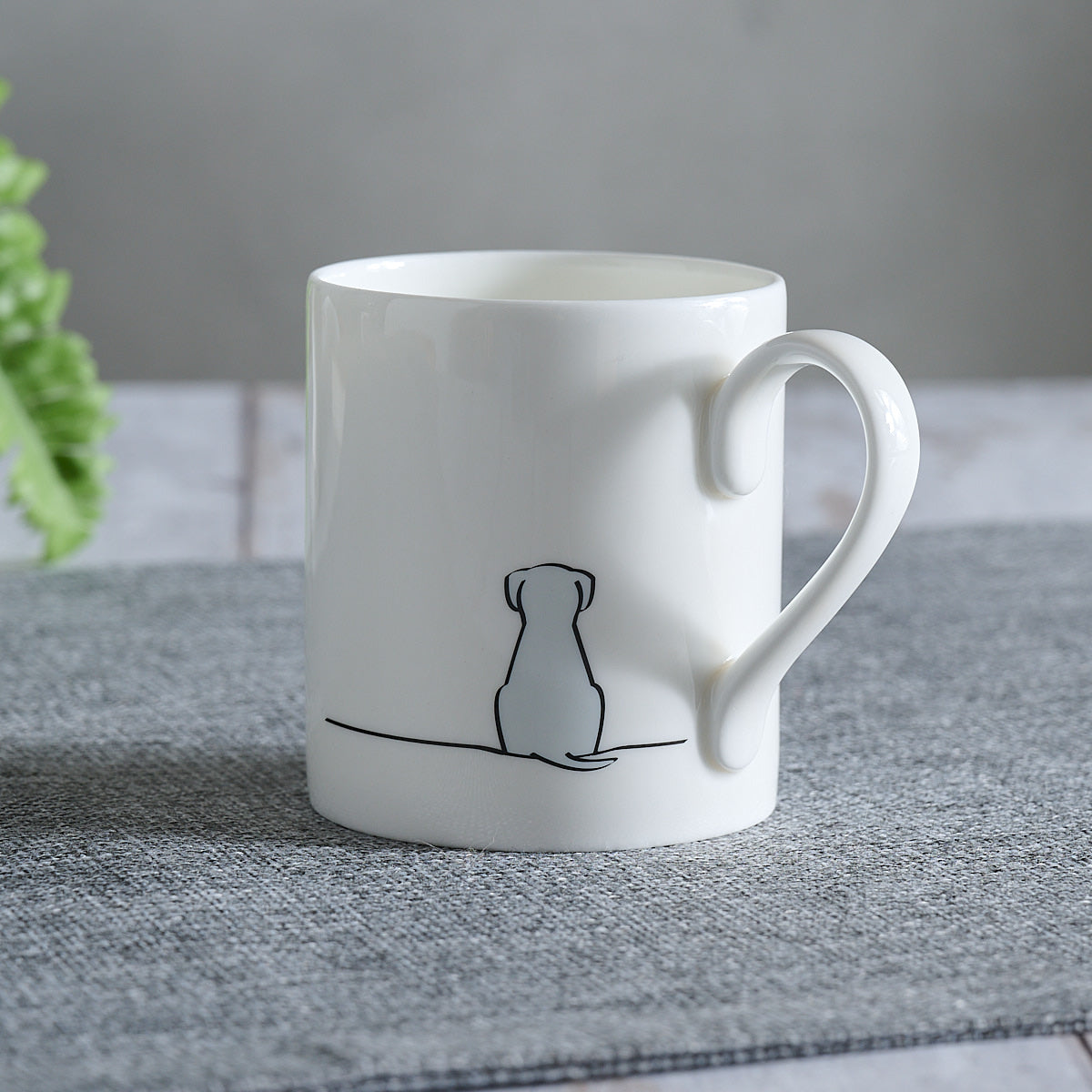 Fine Bone China Dog Mug | Sitting Dog Mug - Light Grey Edition | Jin ...