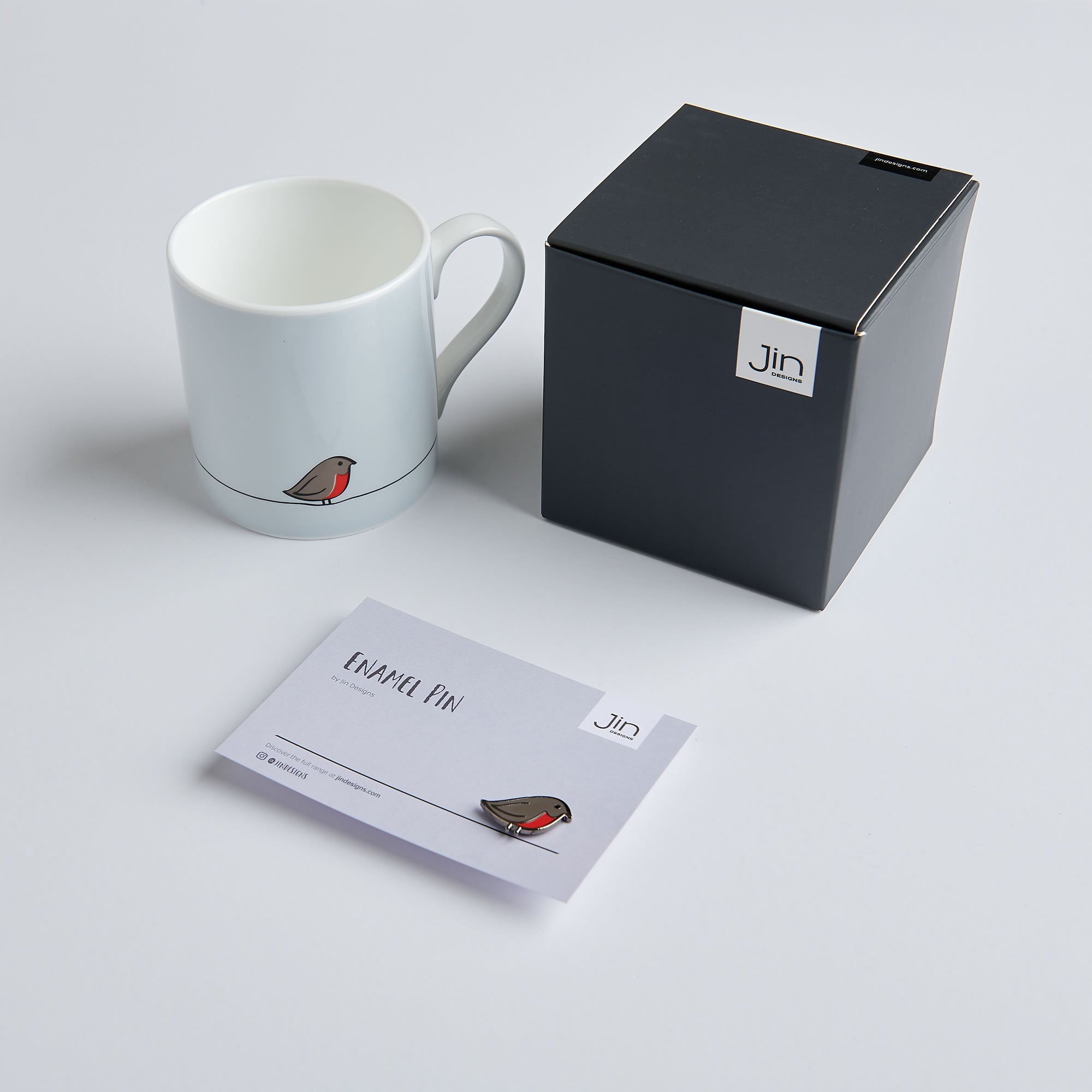 Robin Mug & Pin Gift Set – Jin Designs