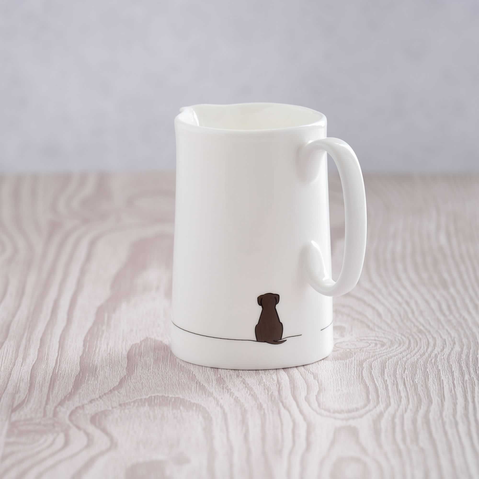 Small Pouring Jug with Sitting Dog, Fine Bone China, half pint jug ...