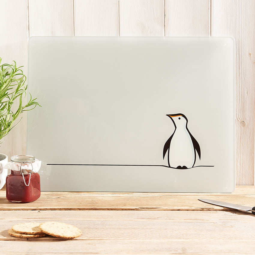 Penguin Glass Worktop Saver | Adorable Penguin Design | Jin Designs